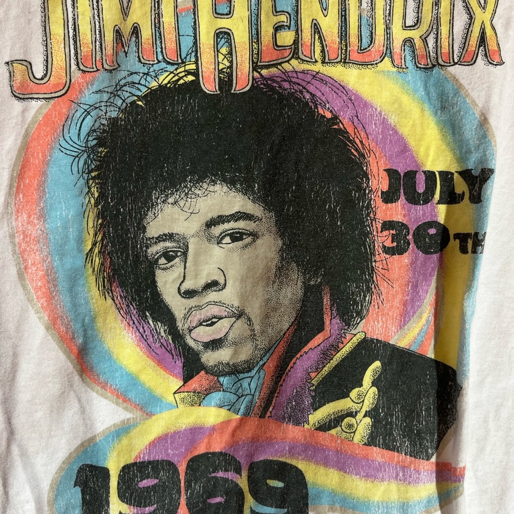 Jimi Hendrix Small White Graphic Vintage Preowned Tsh… - Gem